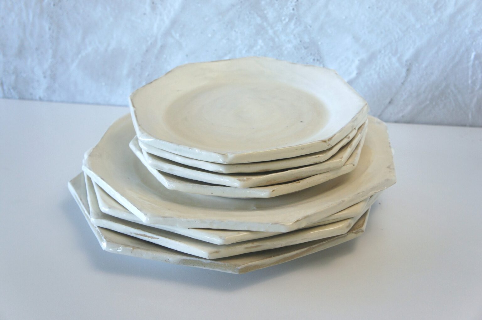 White Geometric Japandi Ceramic Dinnerware Set - Ceramic Lemon ...